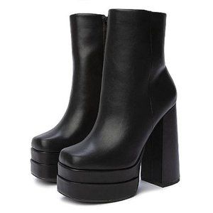 Shoes | New Black Platform Chunky Heel Ankle Boots Booties | Poshmark